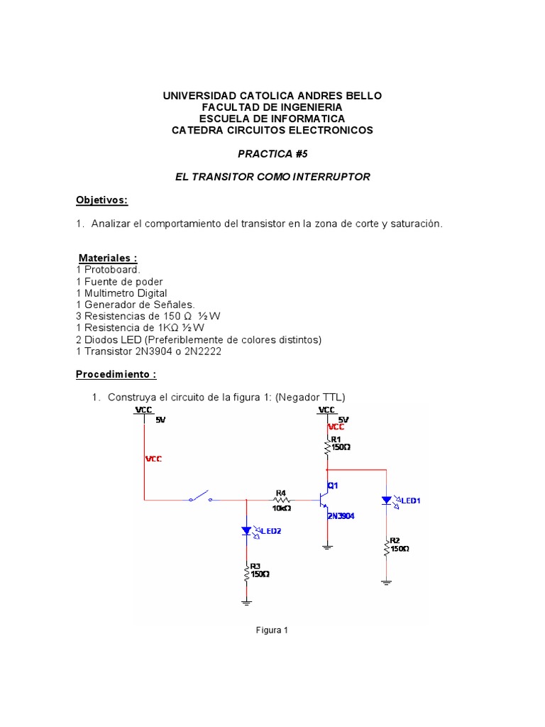 Practica 5 - El Transistor Como Interruptor - 1 | PDF | Ciencia y matemáticas