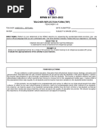 Teacher Reflection Form For T I III For RPMS SY 2022 2023 | PDF ...