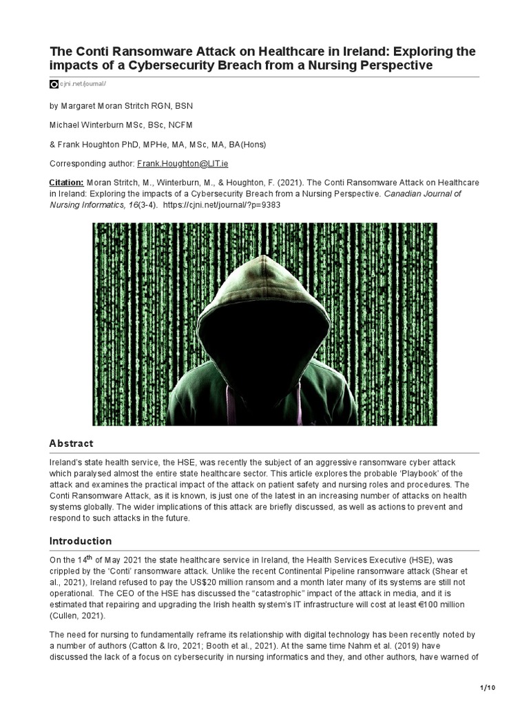 Conti Ransomware's Impact on Irish Healthcare | PDF | Malware | Security