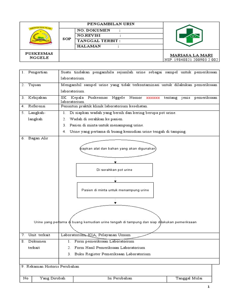 SOP Pengambilan Spesimen Urine | PDF | Sains & Matematika