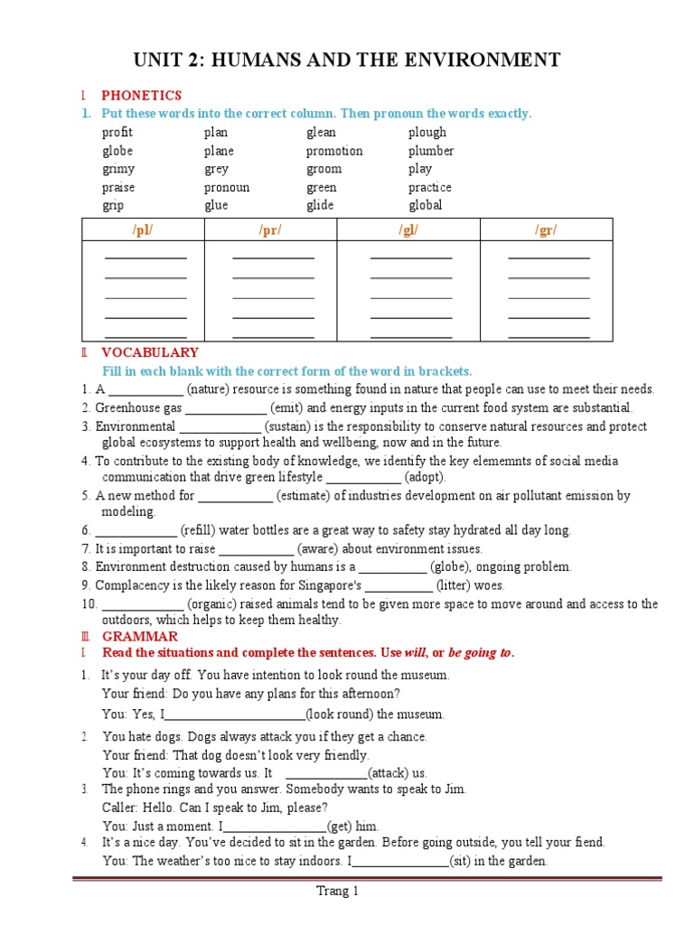 Unit 2 Humans and The Environment | PDF | Carbon Footprint | Tourism