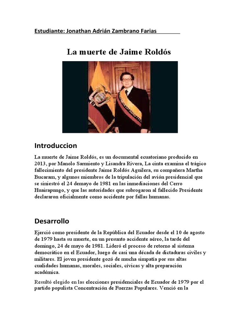 La Muerte de Jaime Roldos | PDF | Ecuador