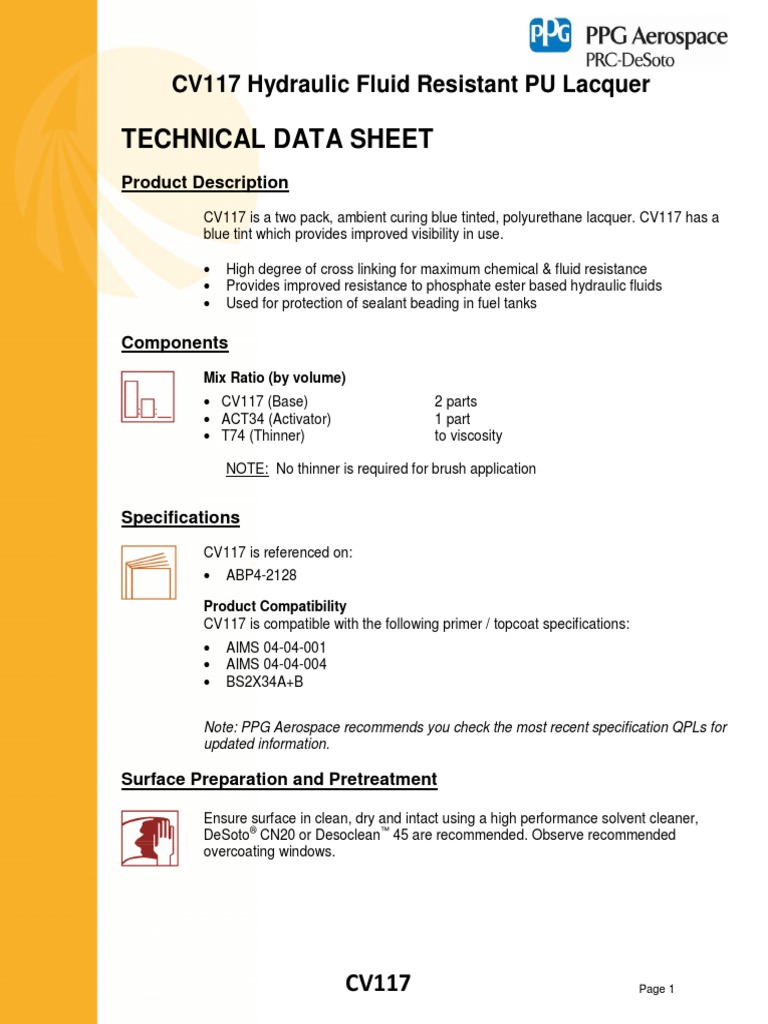 Technical Data Sheet: CV117 Hydraulic Fluid Resistant PU Lacquer | PDF ...