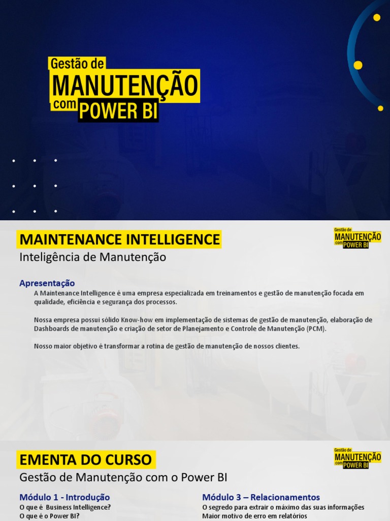 Curso de Gestão de Manutenção com Power BI | PDF | Inteligência ...