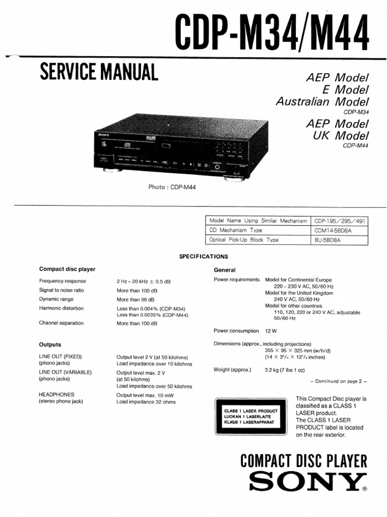 Sony CDP-M34 | PDF