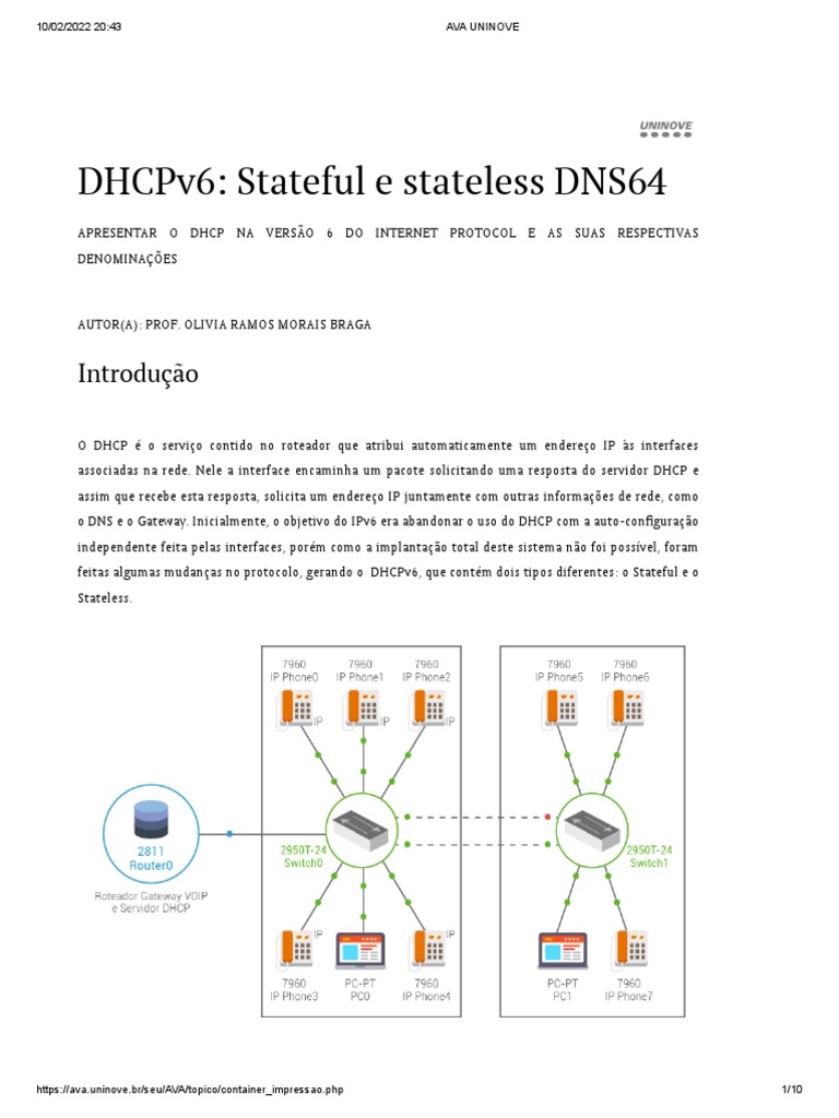 9 - DHCPv6 - Stateful e Stateless DNS64 | PDF | I Pv6 | Endereço de IP