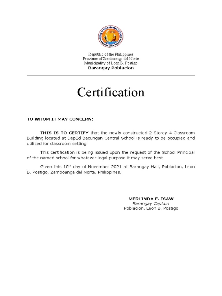 Brgy. Certificate or Clearance | PDF