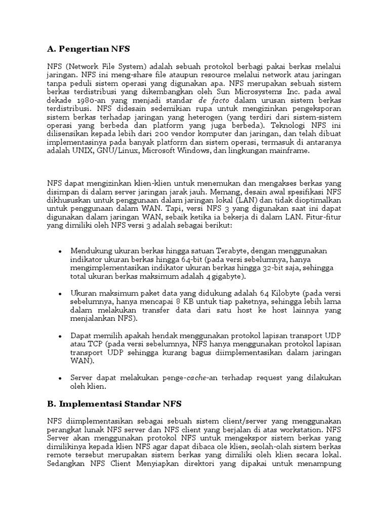 Pengertian NFS Materi File Server | PDF