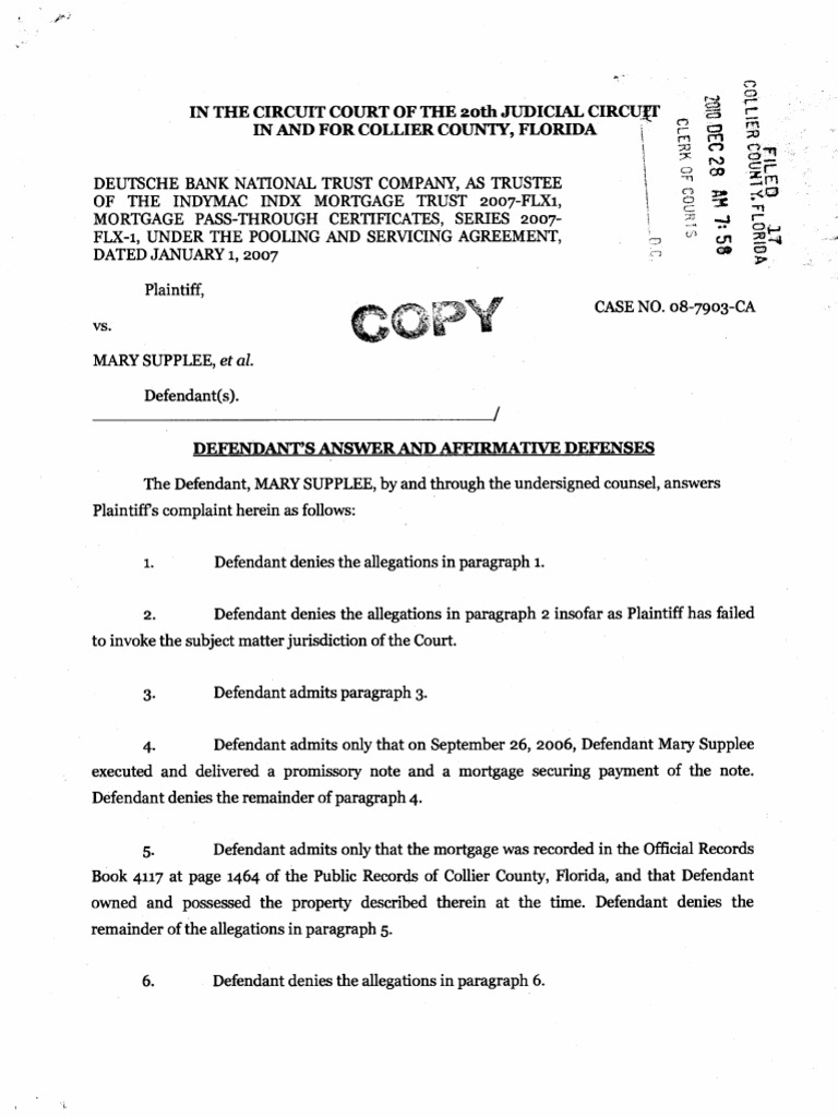 Answer with Affirmative Defenses #2