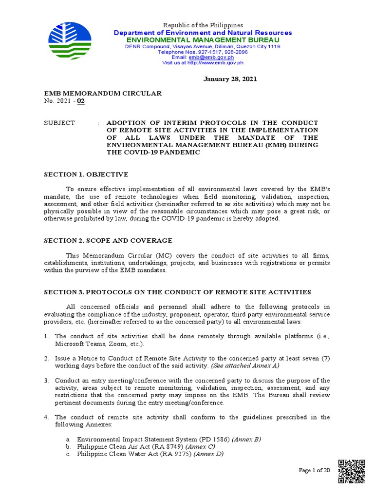 Emb MC 2021 002 Online Site Activities | PDF | Sewage Treatment | Waste Management