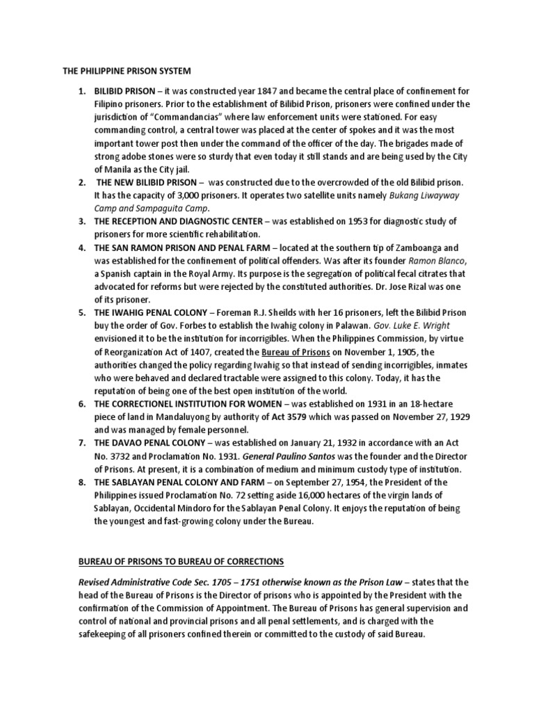 THE PHILIPPINE PRISON SYSTEM | PDF | Prison | Probation