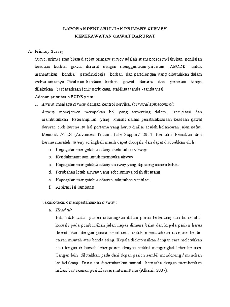 Panduan Primary Survey Keperawatan Gawat Darurat | PDF