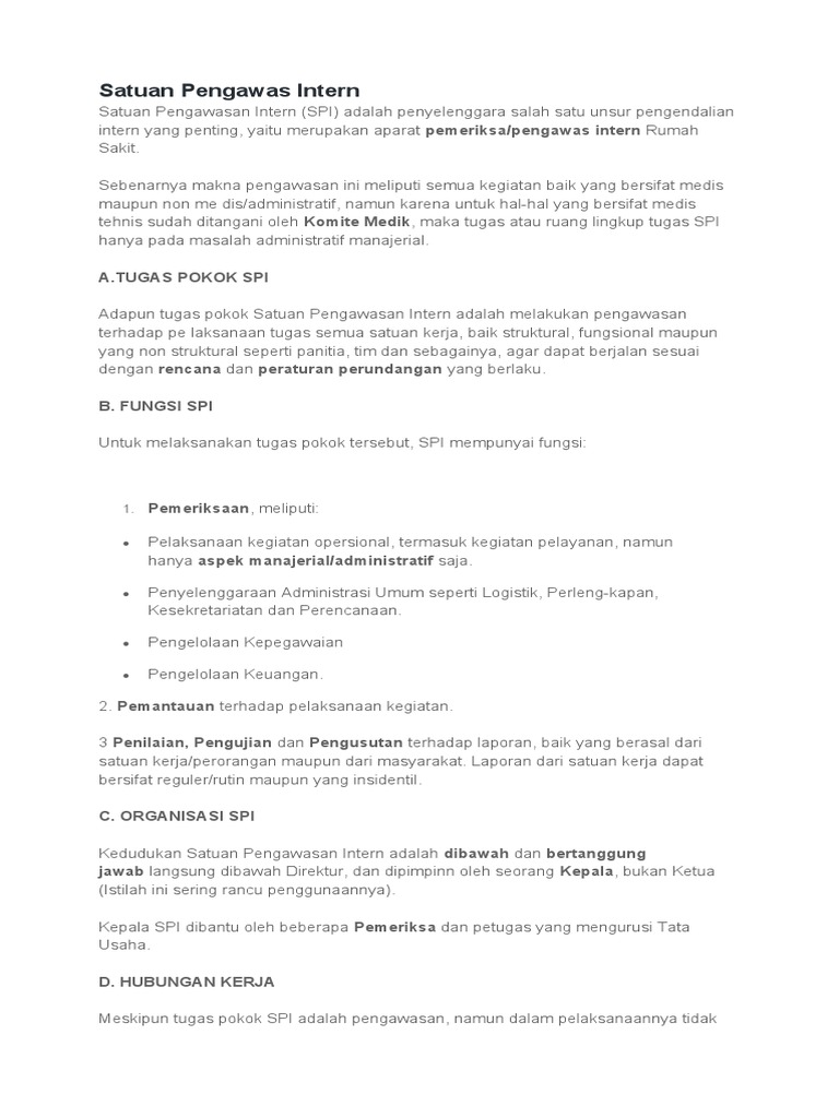 Satuan Pengawas Intern | PDF