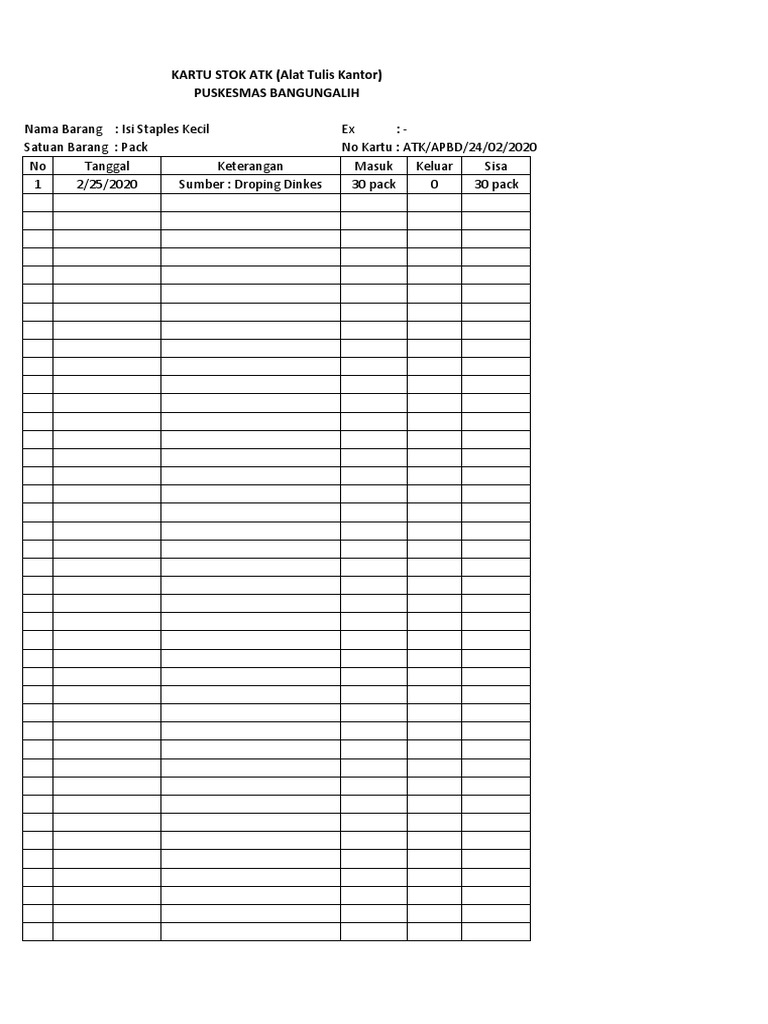 Kartu Stok ATK | PDF