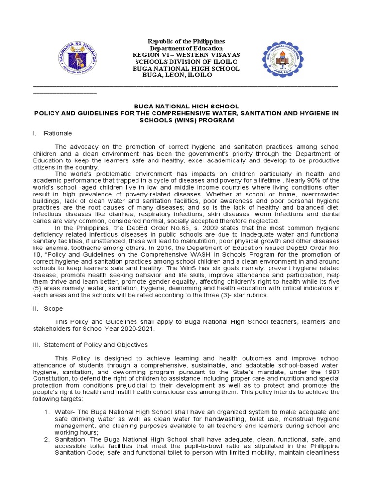 Wins Policy Program | Download Free PDF | Hand Washing | Sanitation