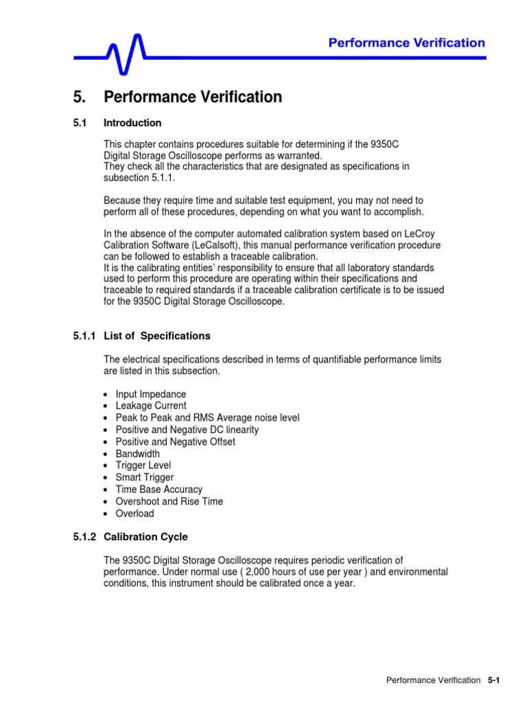Performance Verification 5-1 | PDF | Calibration | Amplitude