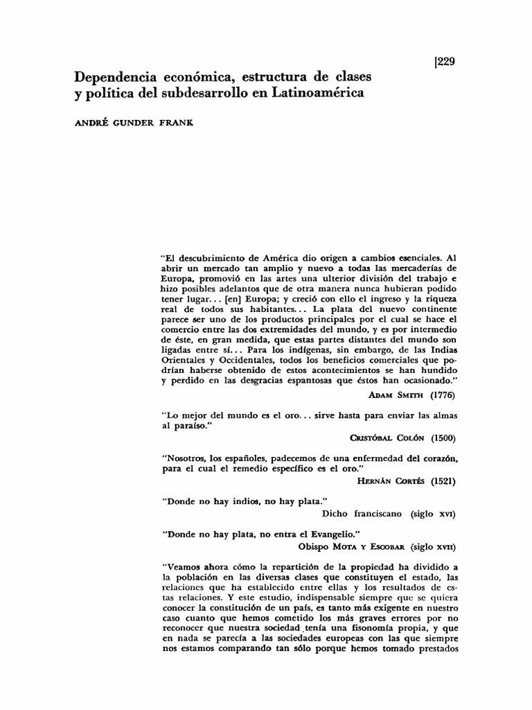 Gunder Frank, André (1970) - Dependencia Económica, Estructura de ...