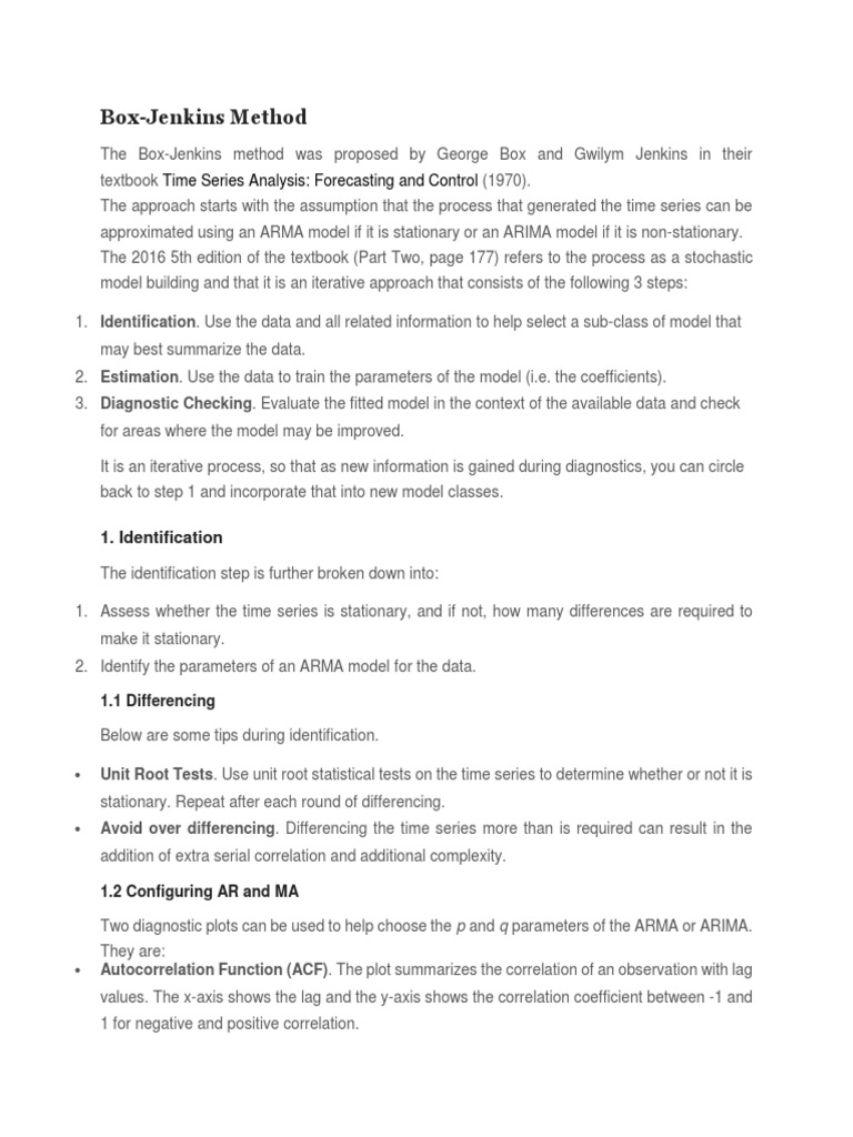 Box Jenkins Method | PDF | Autoregressive Integrated Moving Average ...