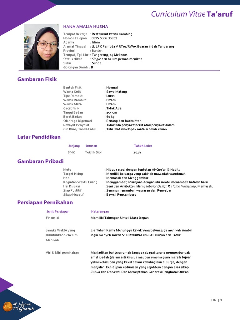 CV Taaruf | PDF