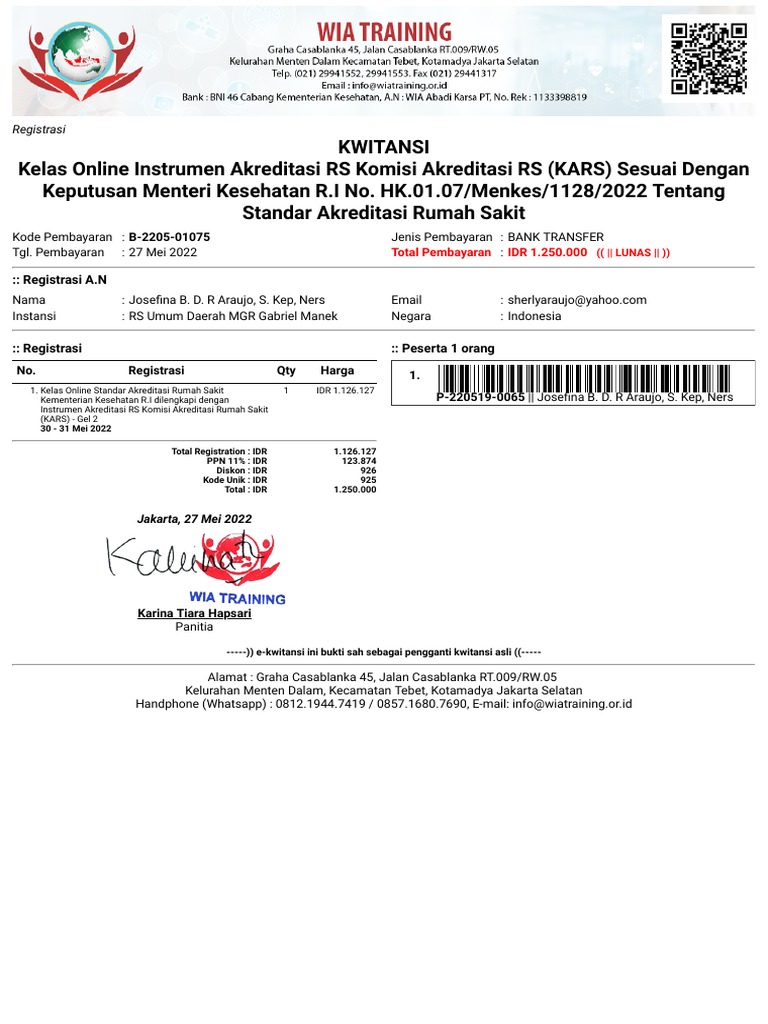 Invoice Wia Training | PDF