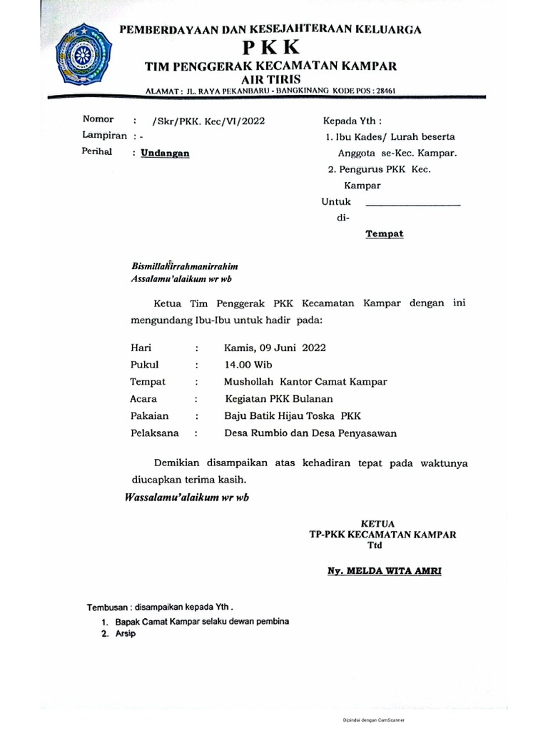 Undangan PKK Bulanan Juni | PDF