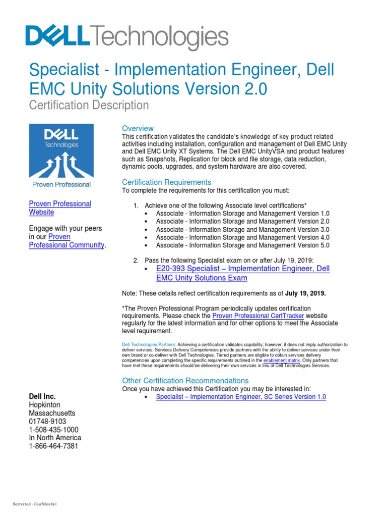 Specialist - Implementation Engineer, Dell EMC Unity Solutions Version ... Specialist - Implementation Engineer, Dell EMC Unity Solutions Version ...