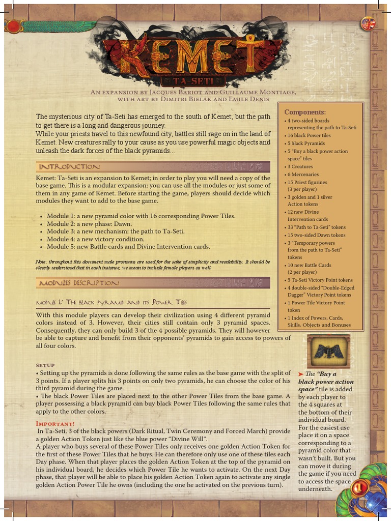 19 Kemet Ta Seti Rulebook | PDF