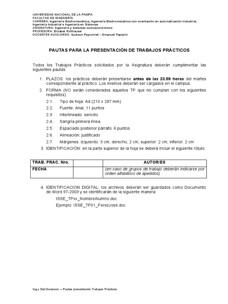 Pautas Presentacion TP | PDF | Informática