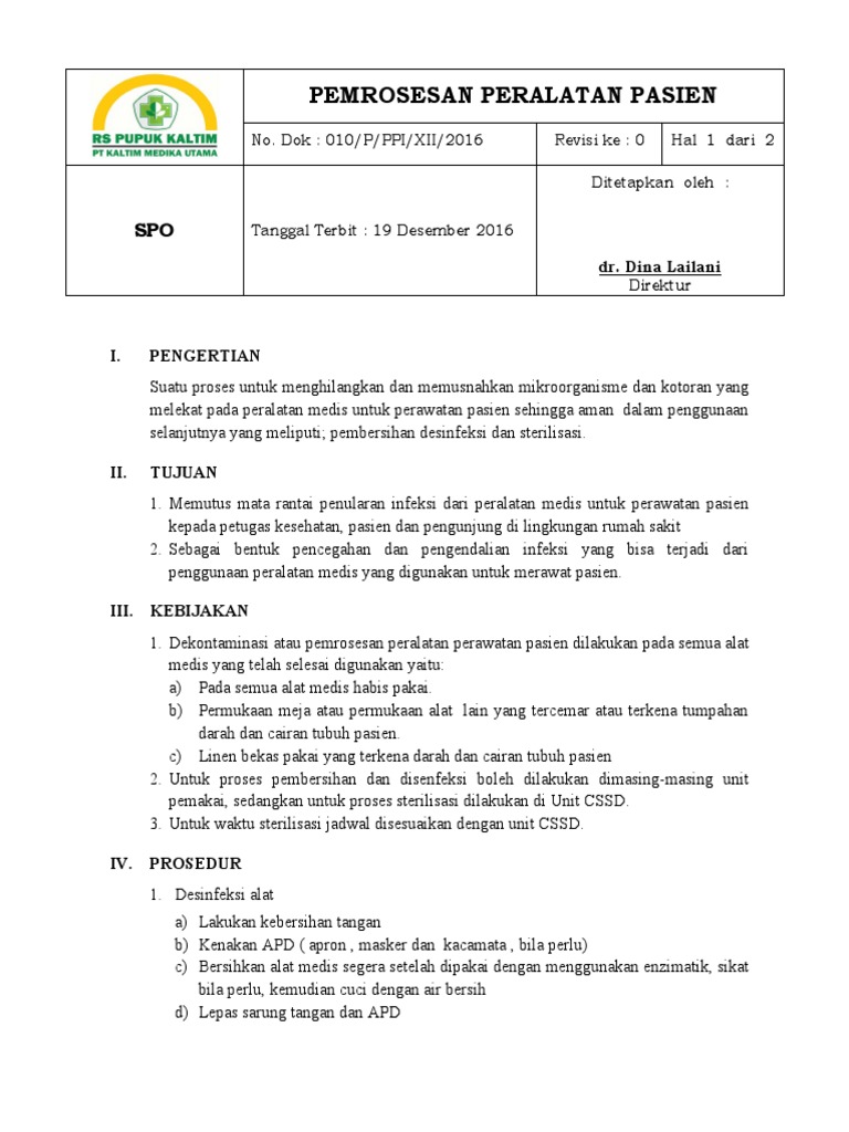 SPO PPI 10 (Pemrosesan Peralatan Pasien) | PDF | Pengembangan Diri