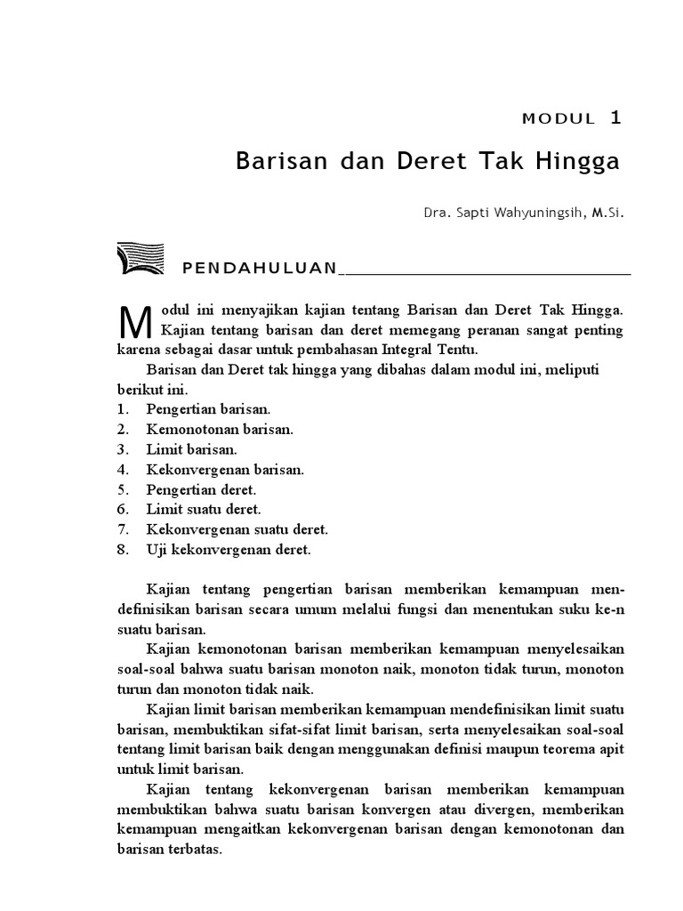 Barisan Dan Deret Tak Hingga | PDF | Seni & Disiplin Bahasa | Metode & Bahan Ajar