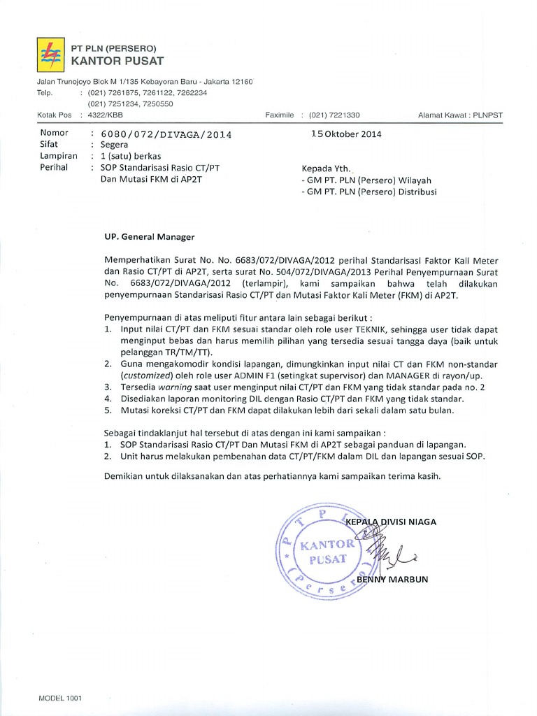 Surat Divaga No. 6080-072-Divaga-2014 - Sop Standarisasi Rasio CT PT ...