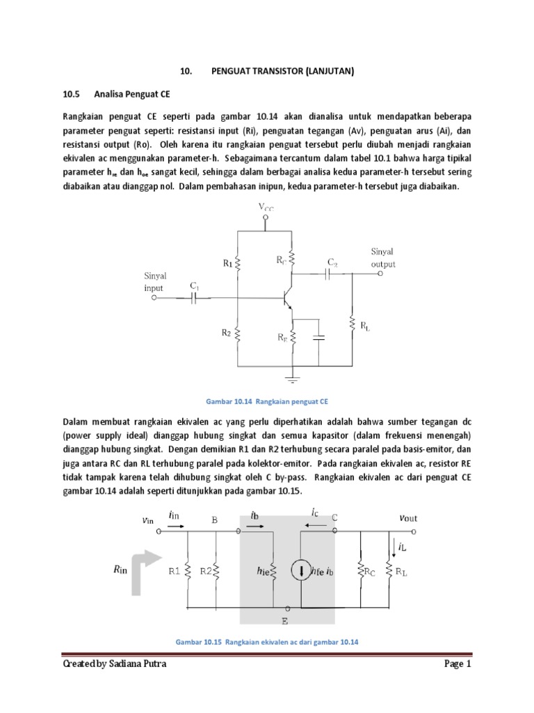 Penguat Transistor (BJT) - Analisa Penguat CE | PDF | Metode & Bahan Ajar