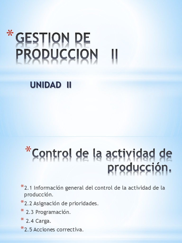 Control y Programación de Producción | PDF | Programación de ...