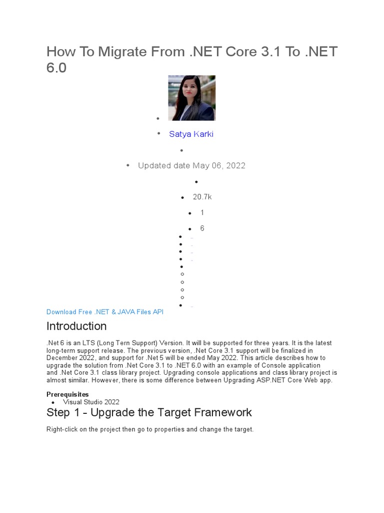 How To Migrate From .NET Core 3.1 To .NET 6.0 | PDF | Web Application ...