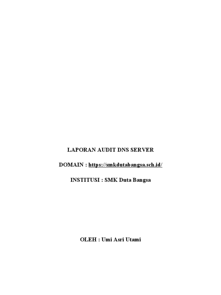 Laporan Audit DNS Server | PDF