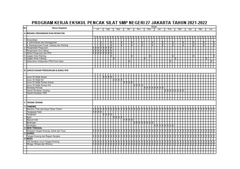 Program Kerja Ekskul Pencak Silat SMP Negeri 27 Jakarta Tahun 2021-2022 | PDF