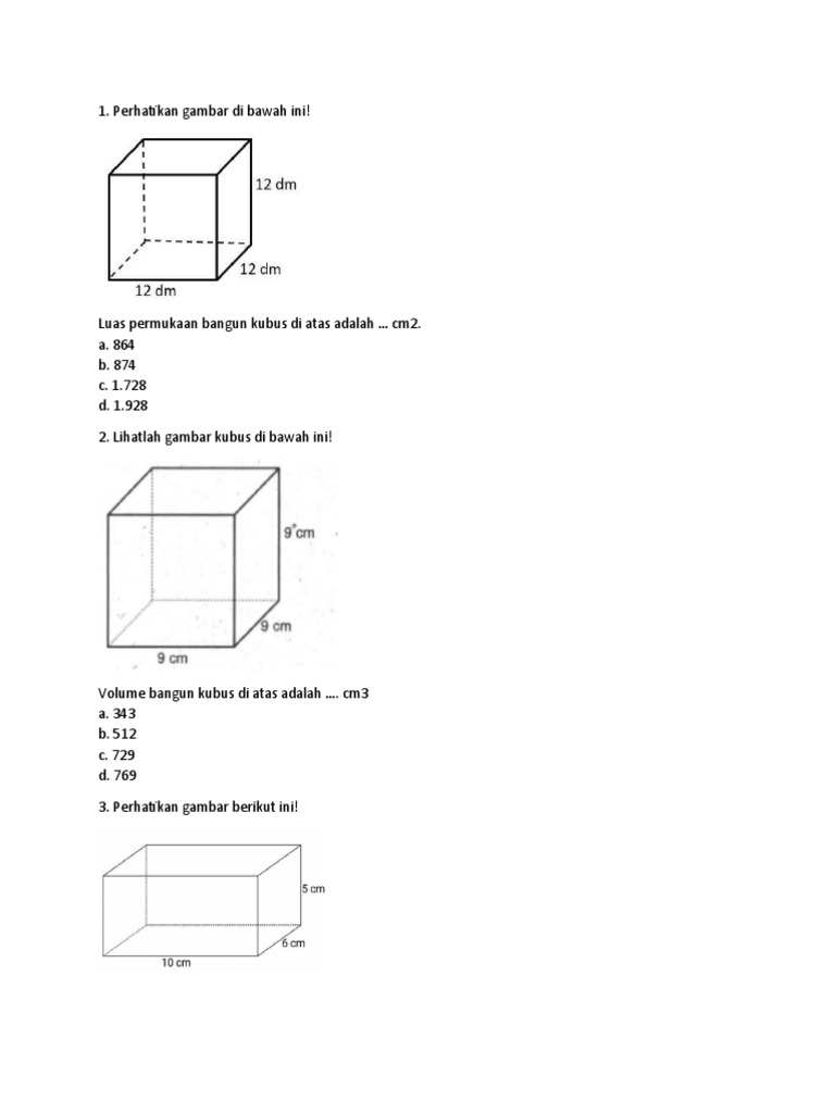 Soal Matematika Bangun Ruang 1 | PDF | Metode & Bahan Ajar | Griya & Taman