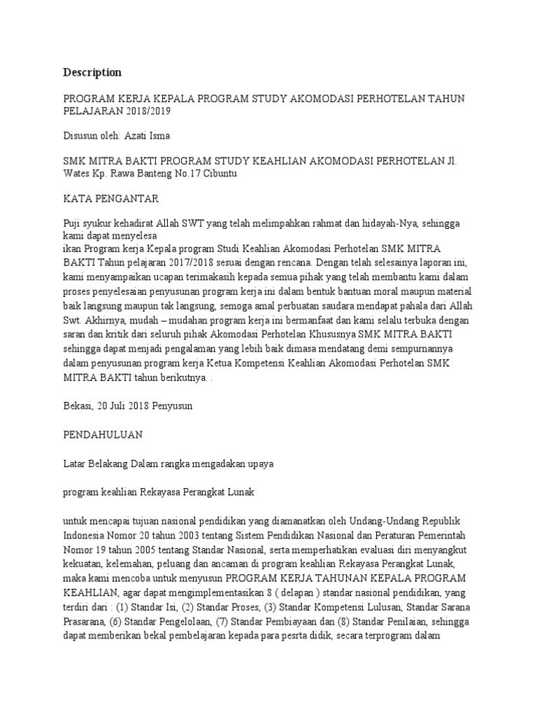 Program Kerja | PDF | Bisnis