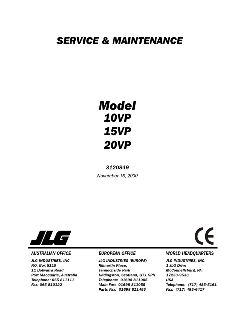 JLG 20VP Manlift Safety Manual | PDF | Mechanical Engineering ...