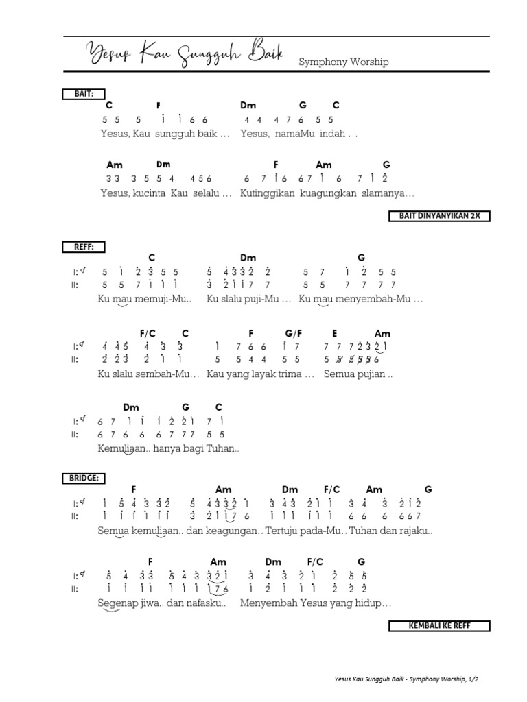 Yesus Kau Sungguh Baik - Symphony Worship | PDF