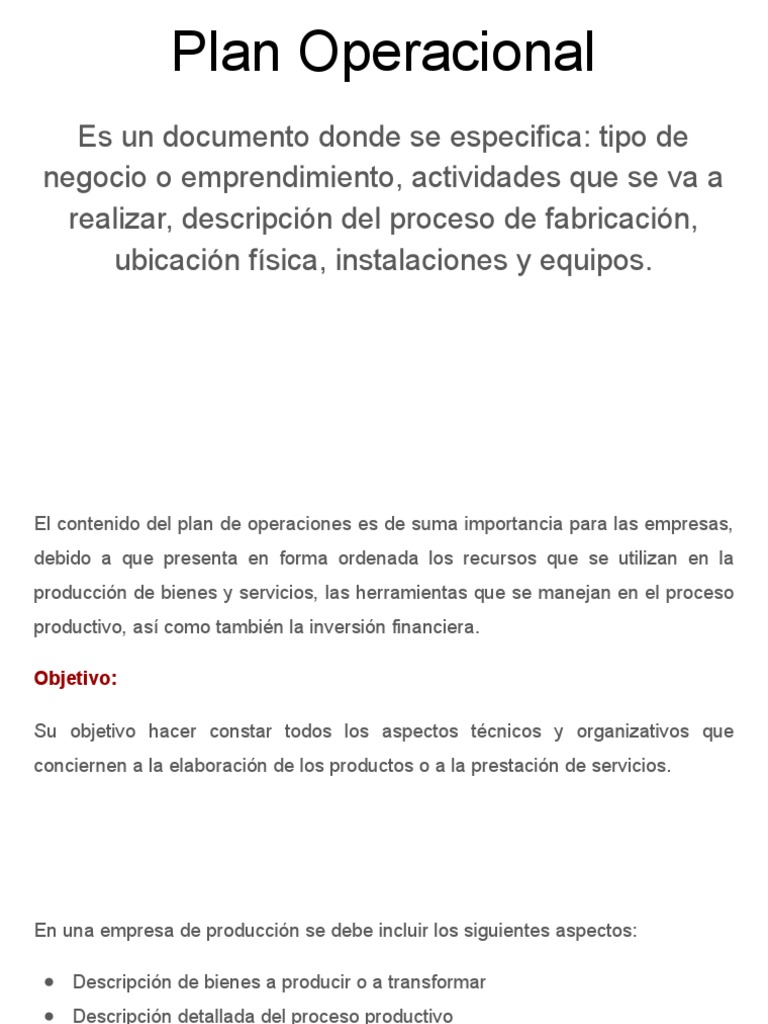 Plan Operacional | PDF | Business | Calidad (comercial)