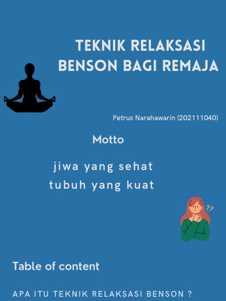 Teknik Relaksasi Benson Bagi Remaja: Petrus Narahawarin (202111040) | PDF