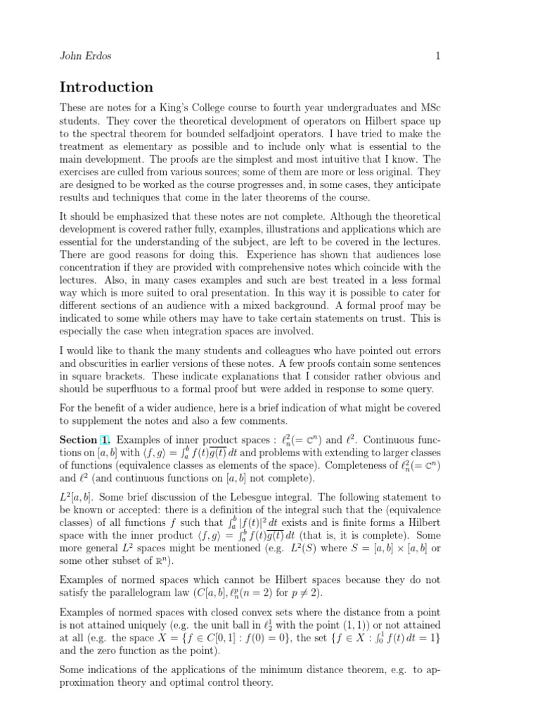 Operators On Hilbert Space | PDF | Hilbert Space | Compact Space