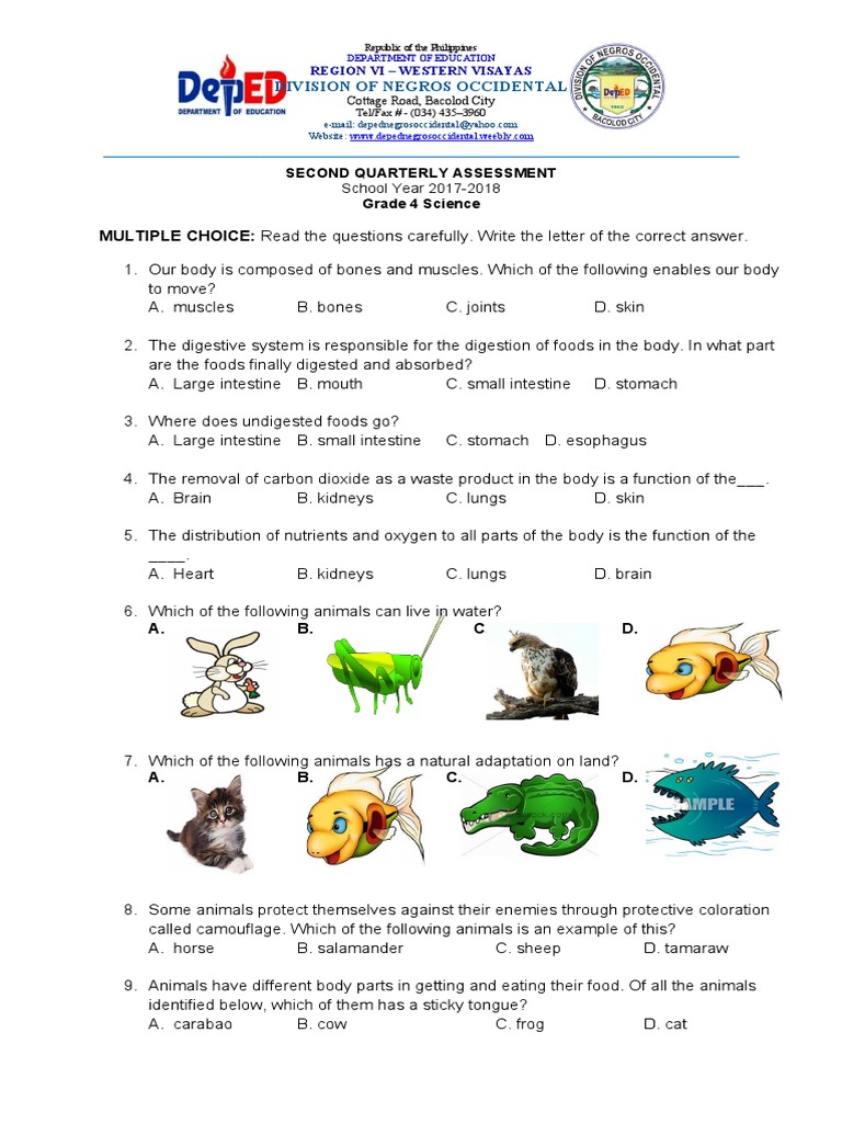 MULTIPLE CHOICE: Read The Questions Carefully. Write The Letter of The ...
