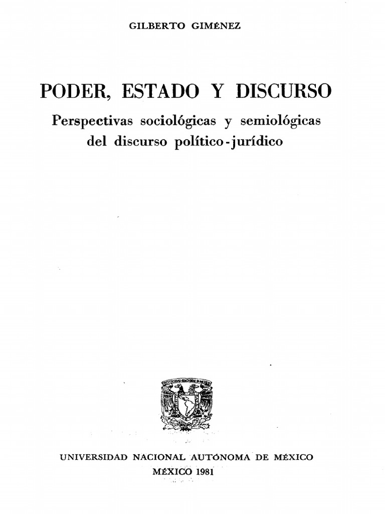 Poder Estado Y Discurso (Gimenez Gilberto) | PDF | Antonio Gramsci ...