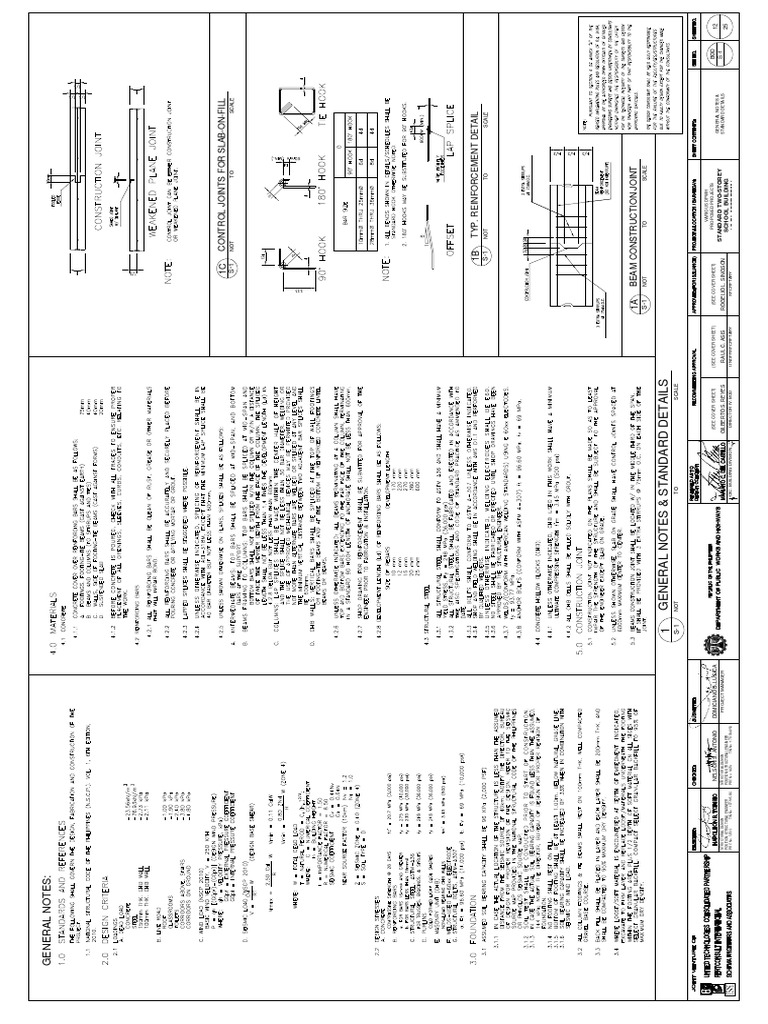 Standard Details and General Notes for Various DPWH Proposed Projects | PDF