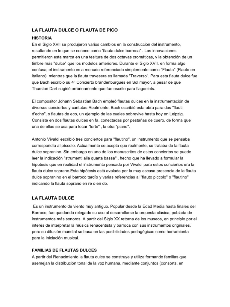 La Flauta Dulce o Flauta de Pico | PDF | Grabadora (instrumento musical ...