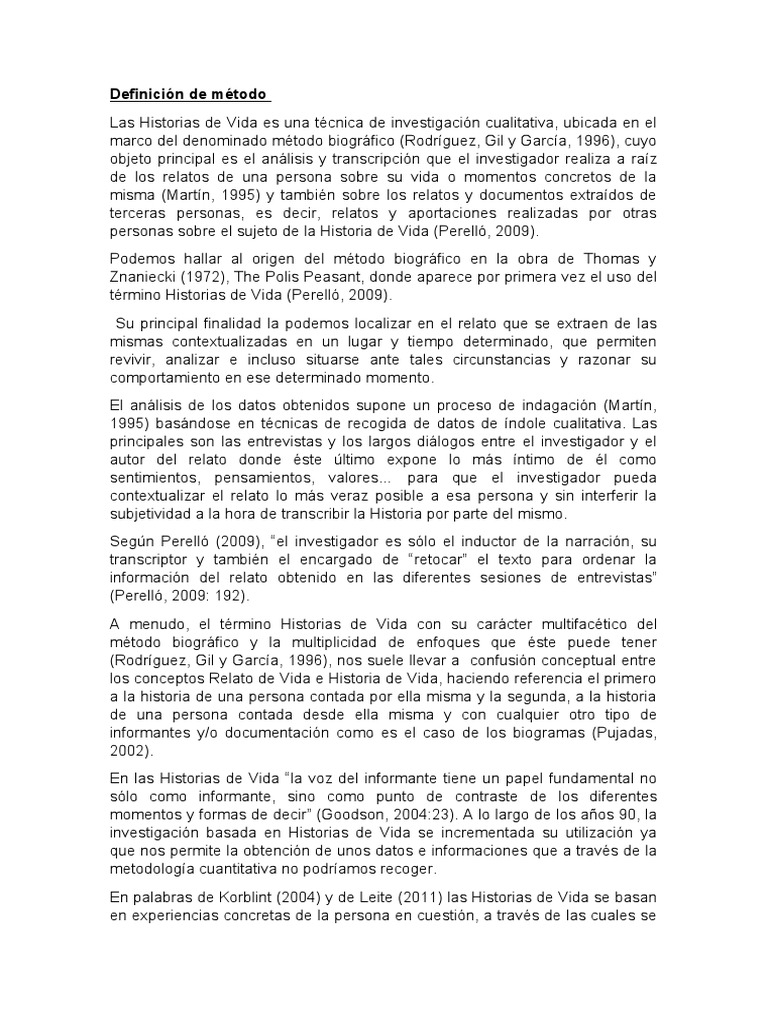 Historia de Vida Definicion | PDF | Ciencia cognitiva | Cognición