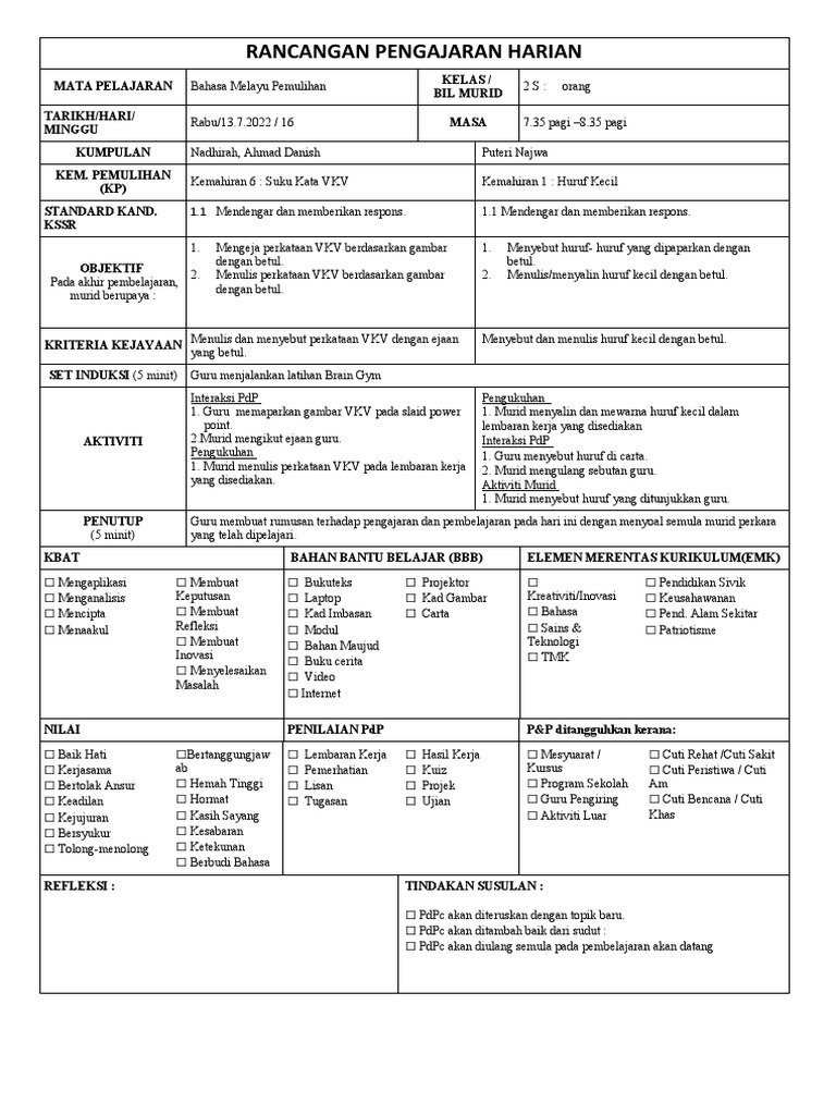 RPH BM Minggu 16 | PDF | Karier & Perkembangan