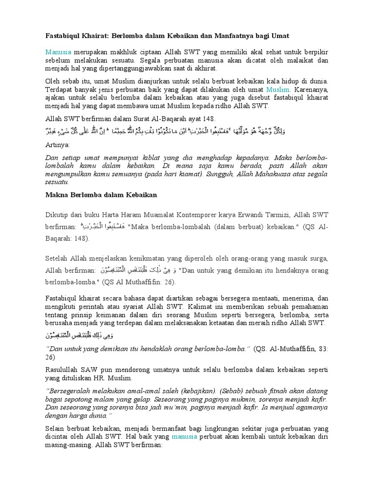 Fastabiqul Khairat | PDF